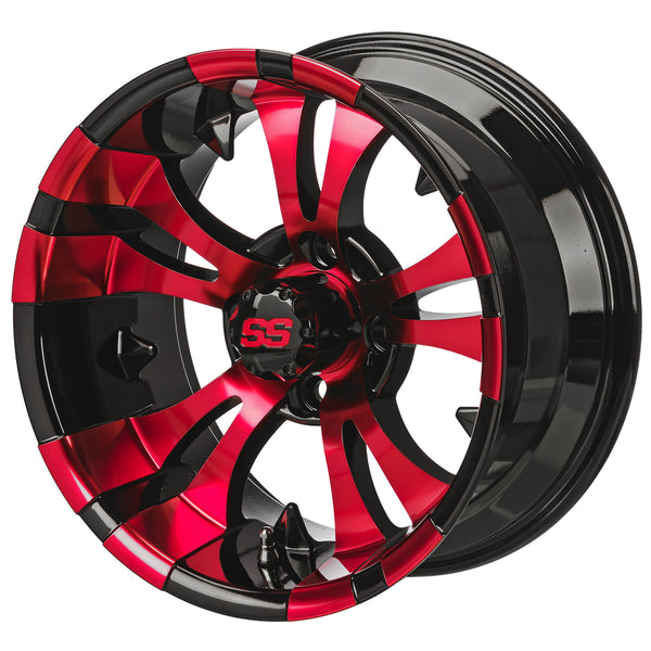 14" Warlock Black & Red Golf Cart Wheel – golfcartranch