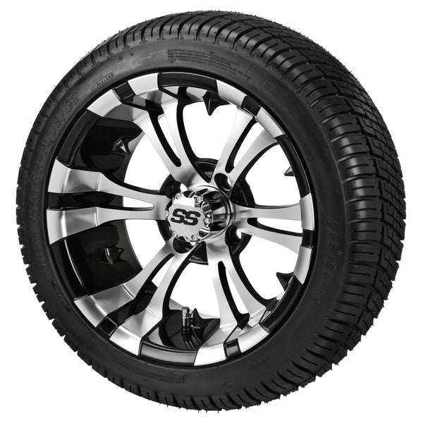 14" Python Black/Machined Low Profile Tire & Wheel Combo – golfcartranch